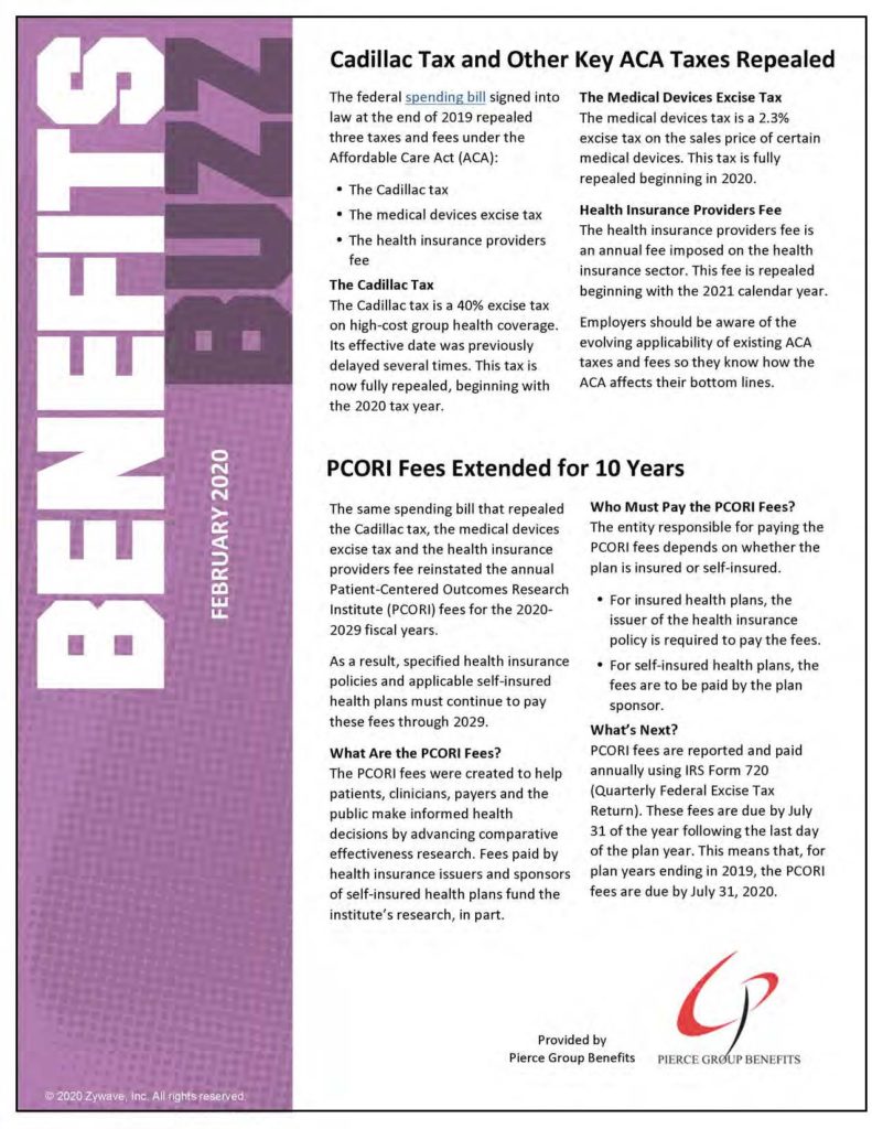 Benefits Newsletter – February 2020 • Pierce Group Benefits