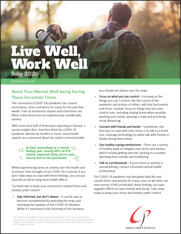 Wellness Newsletter: Boost Your Mental Well-being • Pierce Group Benefits