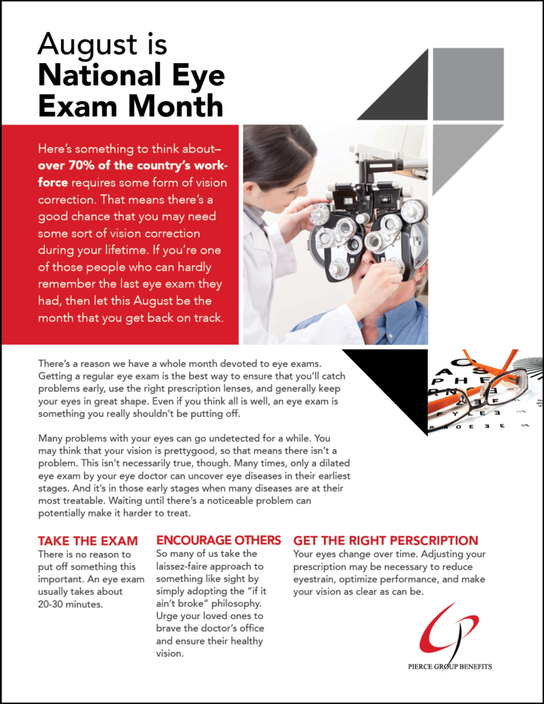 August is National Eye Exam Month • Pierce Group Benefits