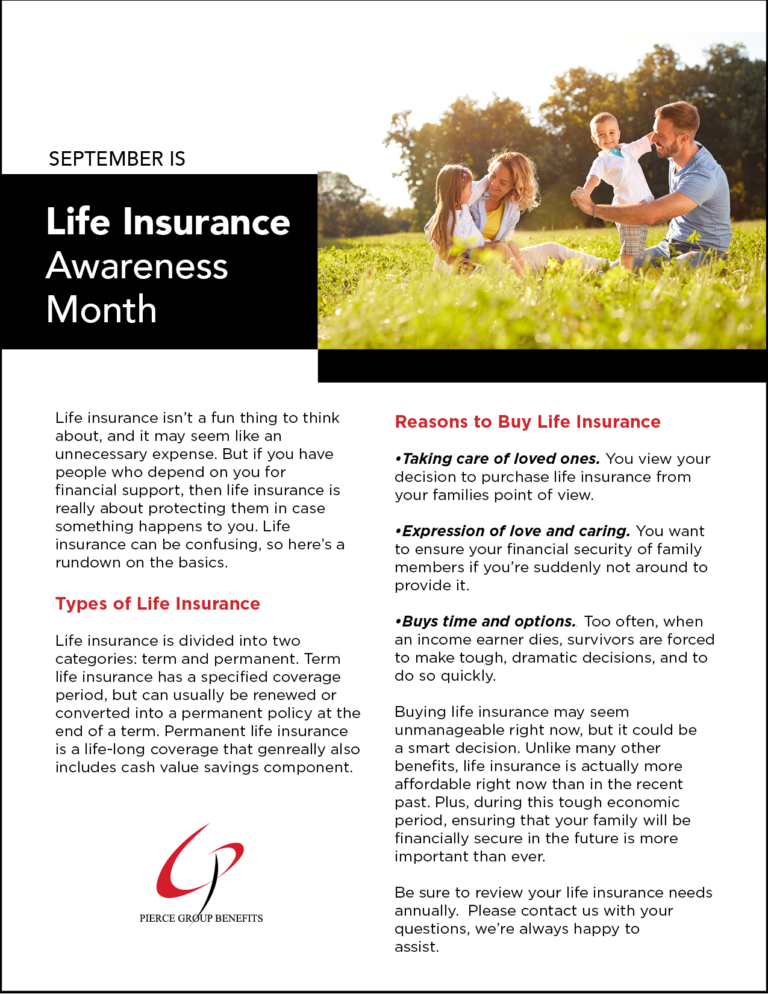 September is Life Insurance Awareness Month • Pierce Group Benefits