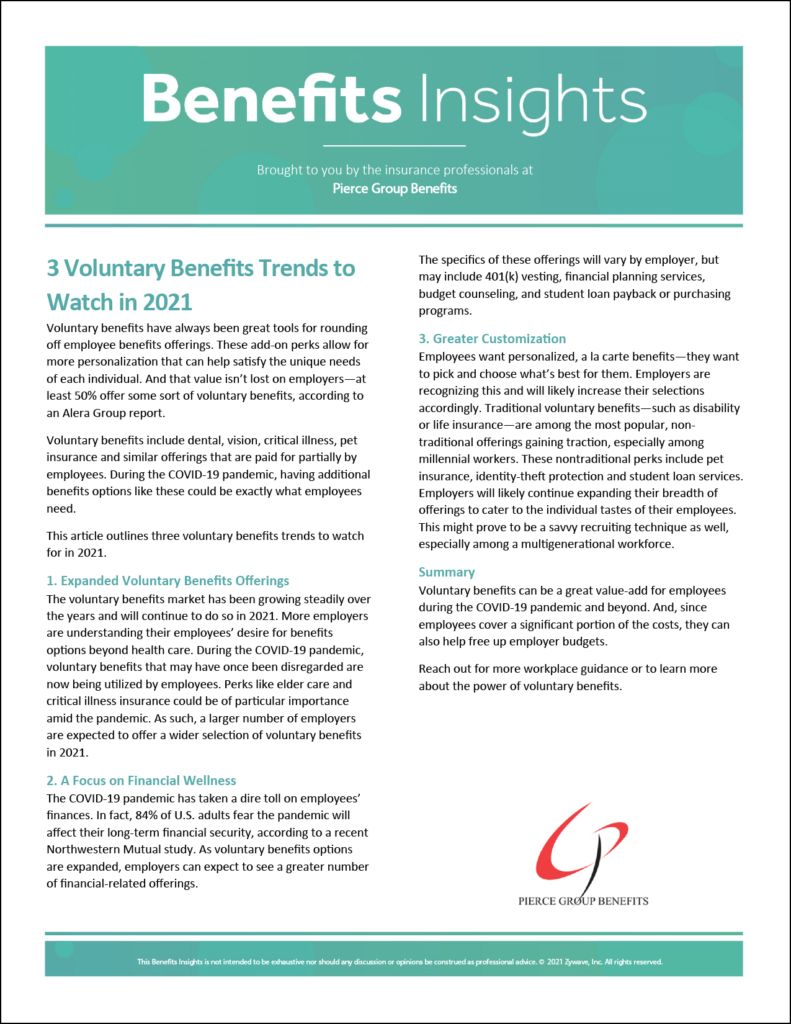 3 Voluntary Benefits Trends to Watch in 2021 • Pierce Group Benefits