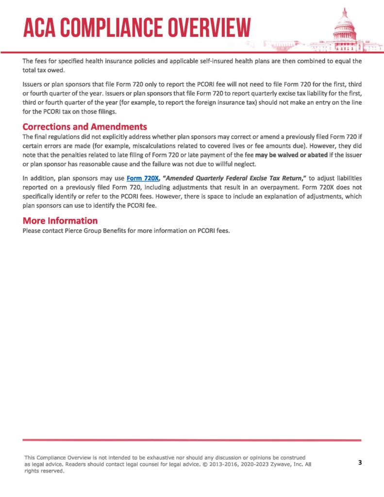 ACA Compliance Overview: Reporting and Paying PCORI Fees • Pierce Group Benefits